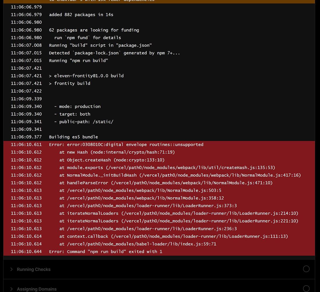 Error: Command "npm run build" exited with 1 - 🙋Get Help - Frontity ...